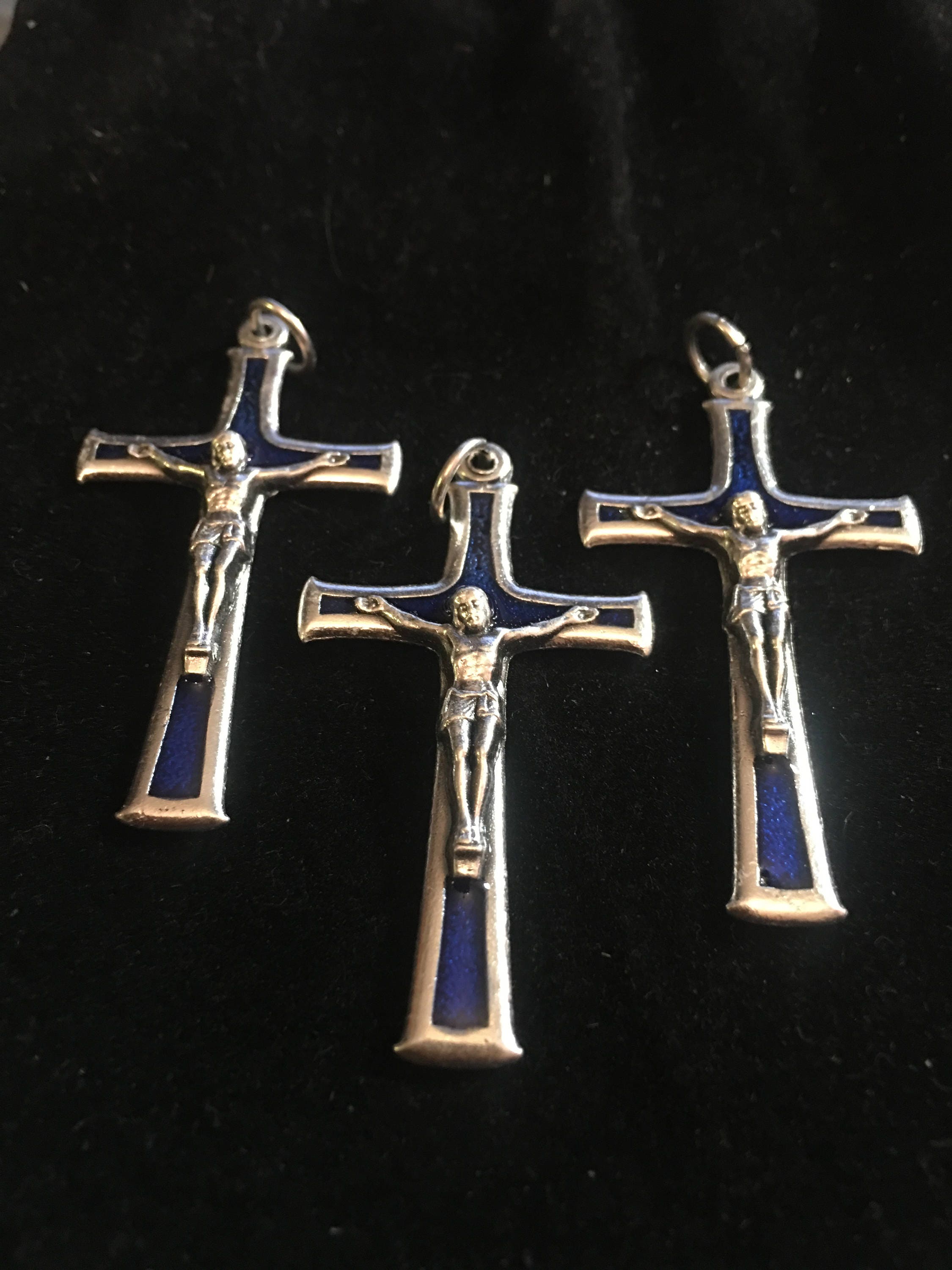 Lot of 3 Jesus Blue Enamel Crucifix Rosary Cross Made in ITALY - Etsy