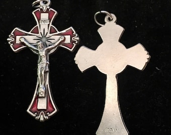 Lot of 3 Jesus Red Enamel Crucifix Rosary Cross Made in ITALY | Etsy