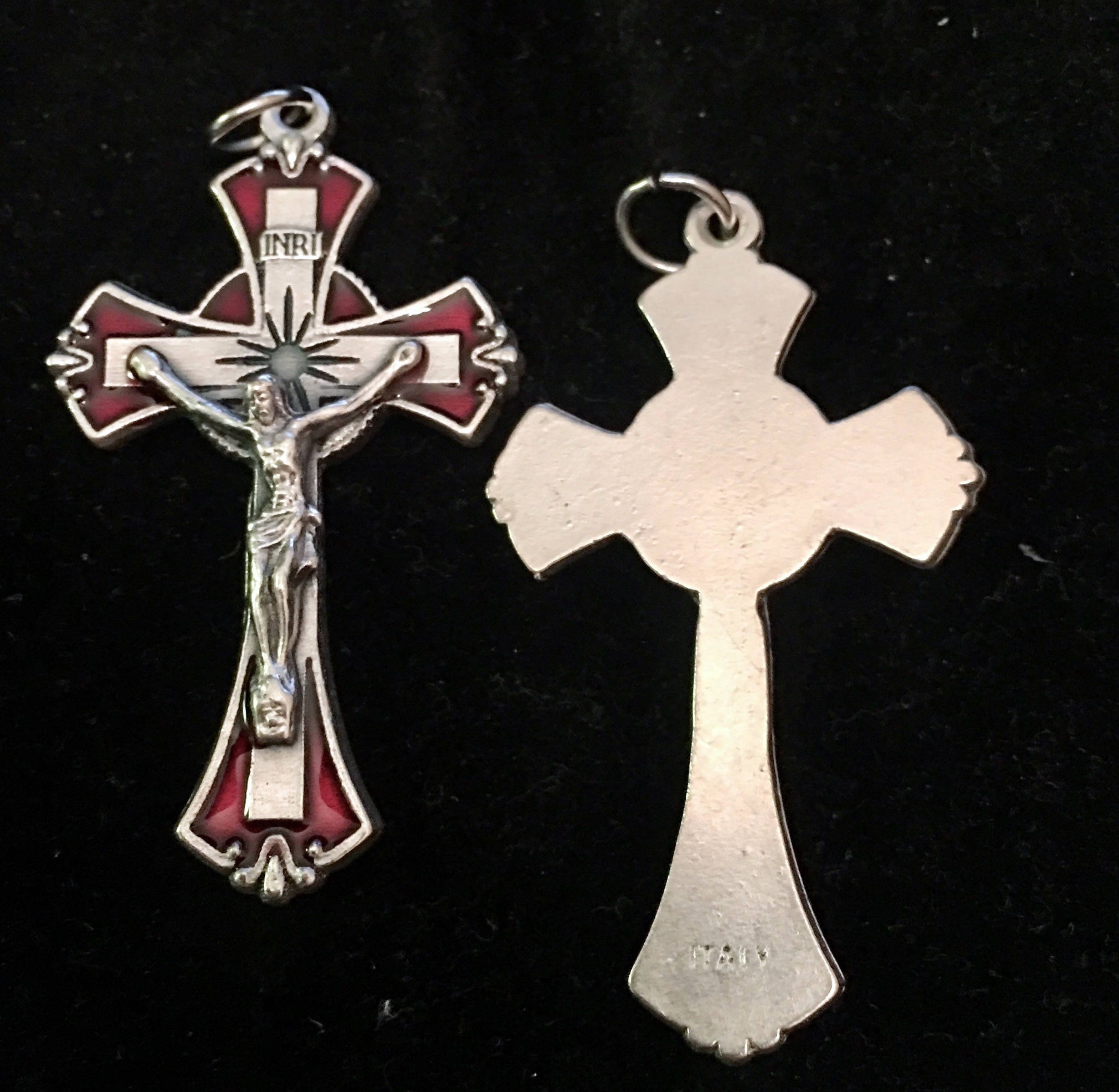Lot of 2 Jesus Red Enamel Crucifix Rosary Cross Made in ITALY - Etsy