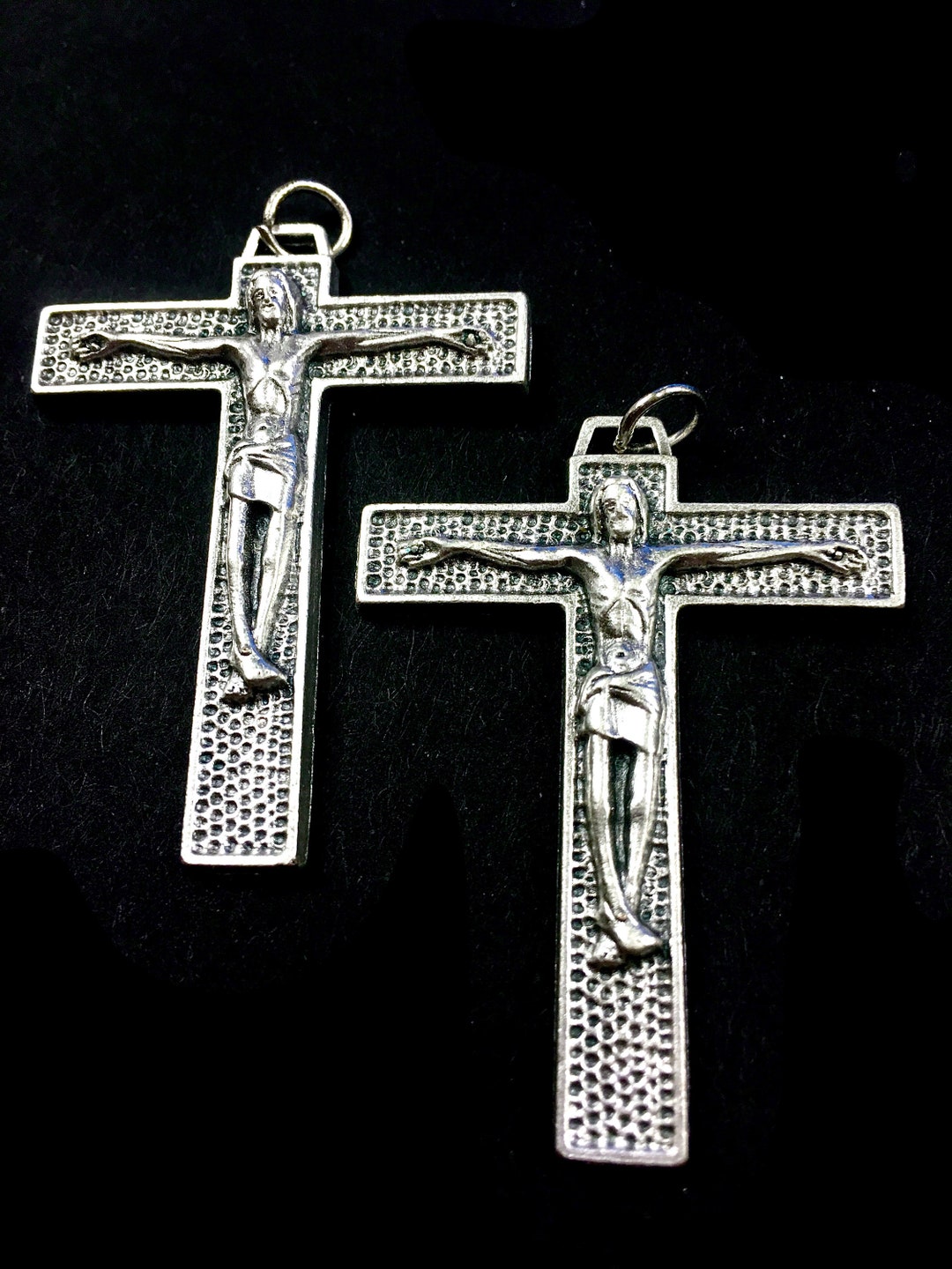 Set of 2 Jesus Crucifix Modern Rosary Cross Christian Made in - Etsy