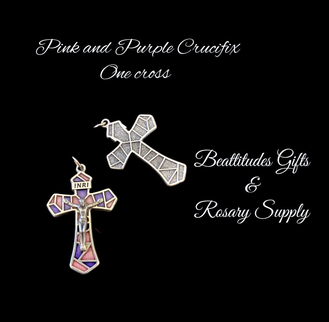 Purple and Pink Enamel Cross Italian Made ROSARY Cross BEST QUALITY One ...