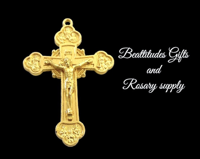 Jesus Crucifix Large Gold and Silver Cross 3 Inch Tall Rosary Cross - Etsy