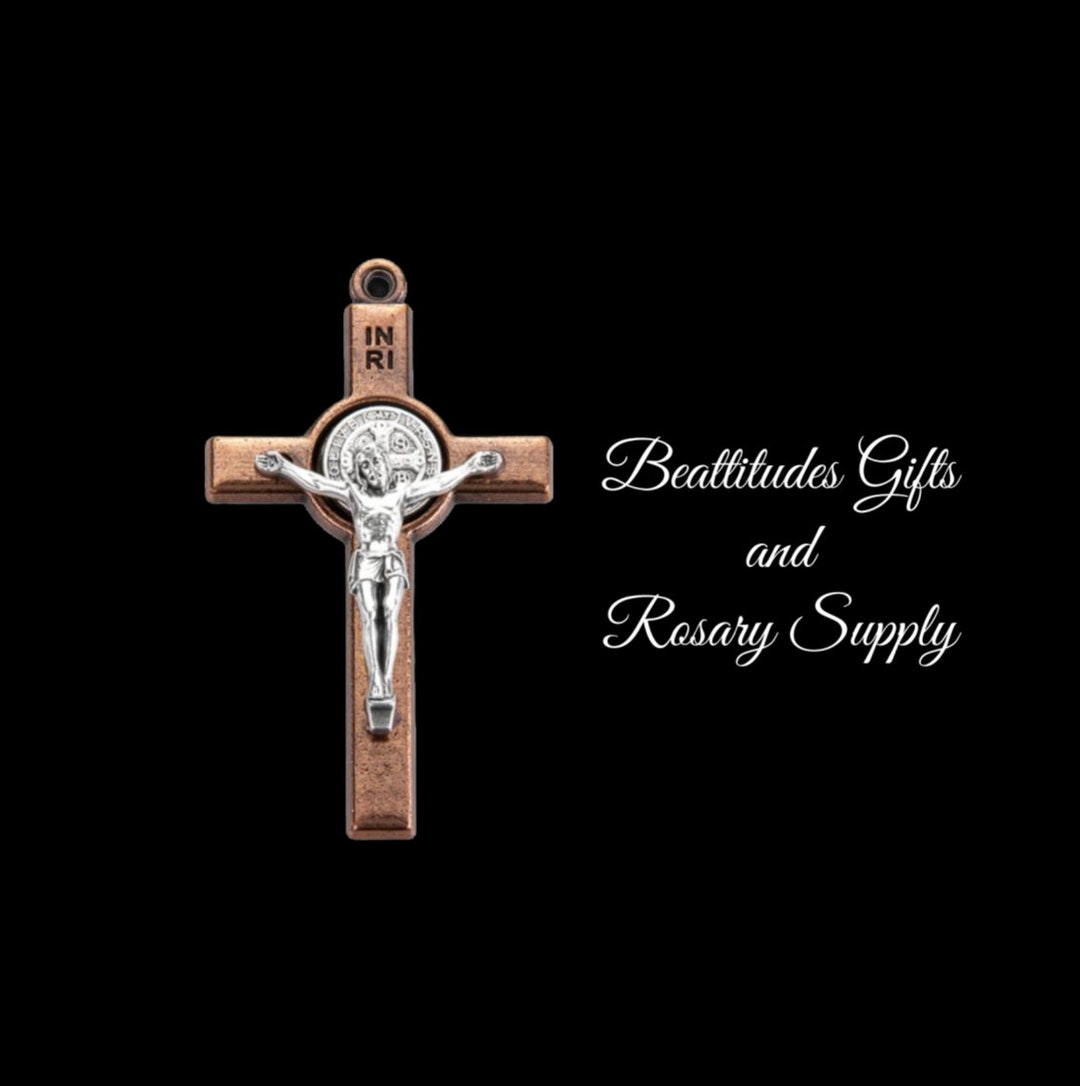 SAINT BENEDICT CRUCIFIX Copper Color 2 Inch Tall Double Sided Catholic ...