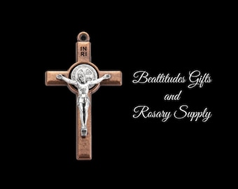 Saint Benedict HUGE Double Sided Medal Cross Catholic Protection St ...