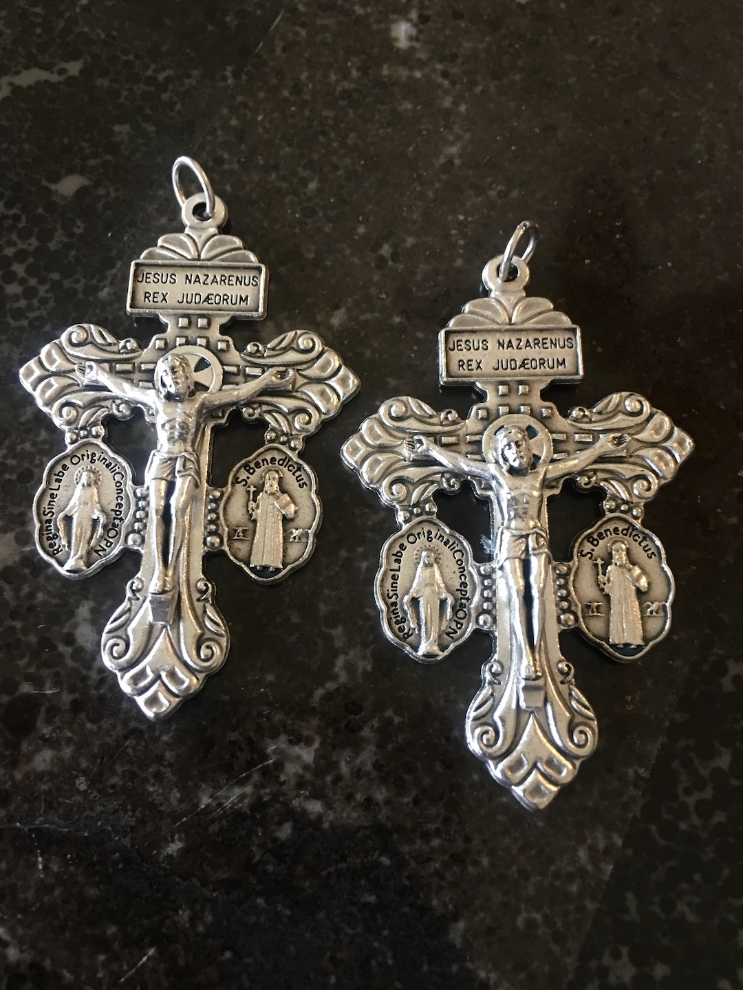 DOUBLE Pardon Crucifix Set of 2 Cross SPECIAL ITALY Miraculous Medals ...