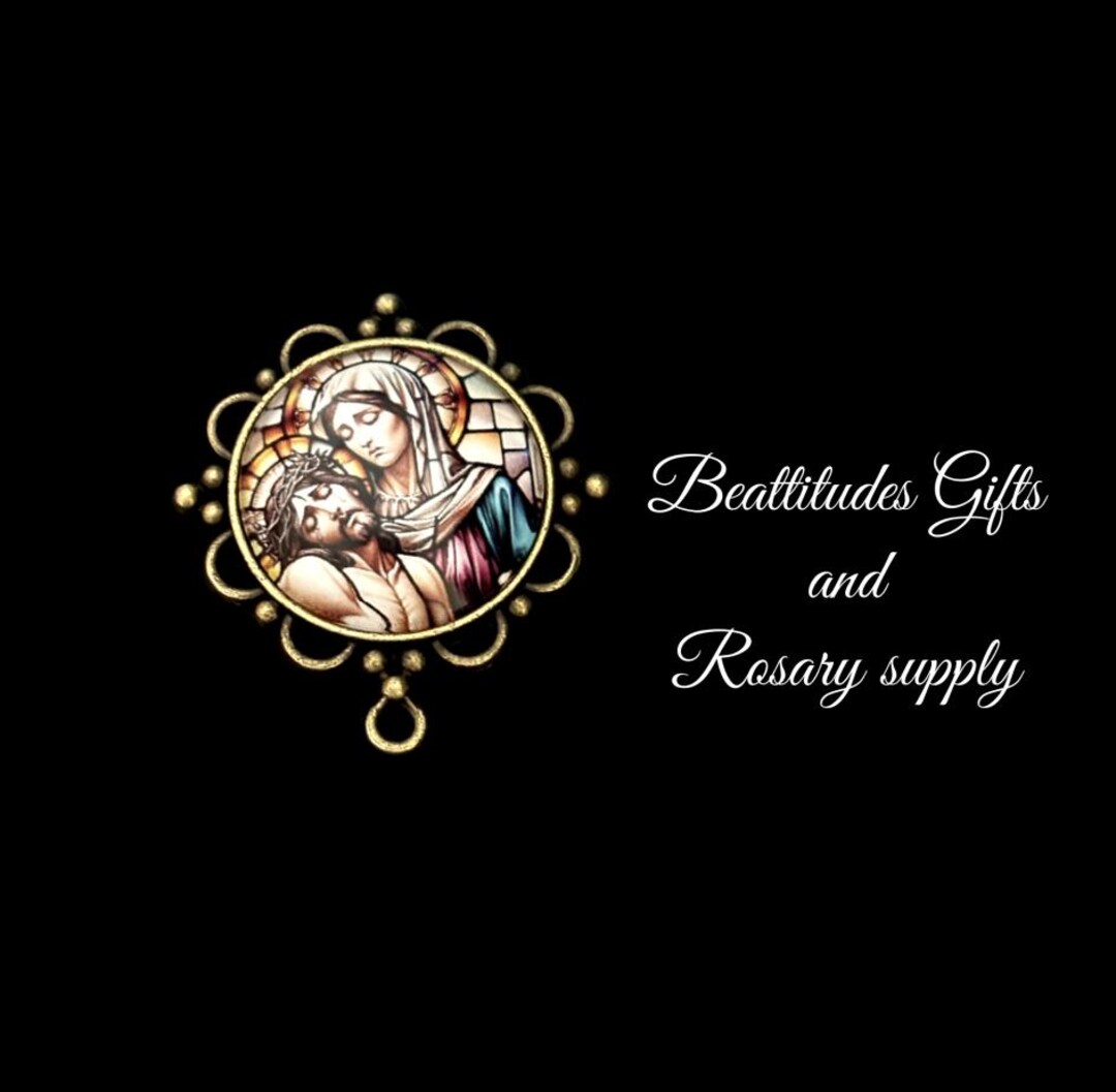 PIETA Rosary Centerpiece Jewelry Connector Virgin Mary With Jesus ...
