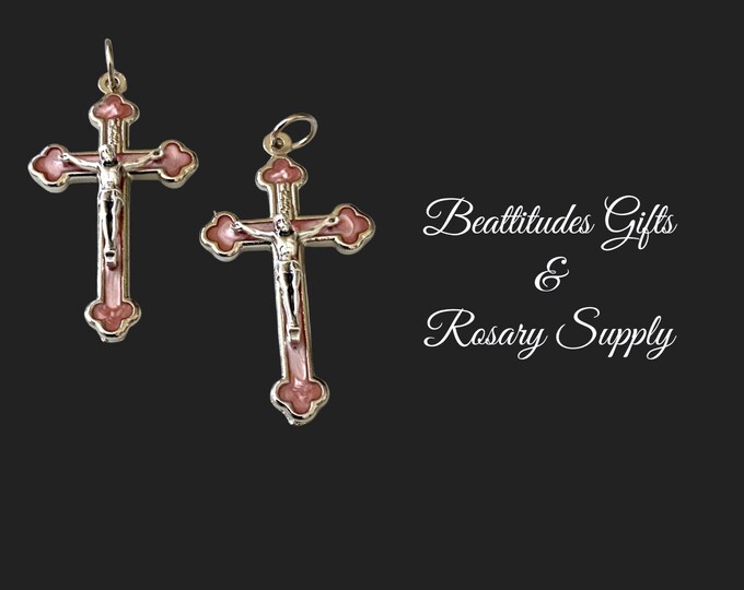 Lot of 2 Jesus Pink Enamel Crucifix Small Rosary BEST QUALITY Cross ...