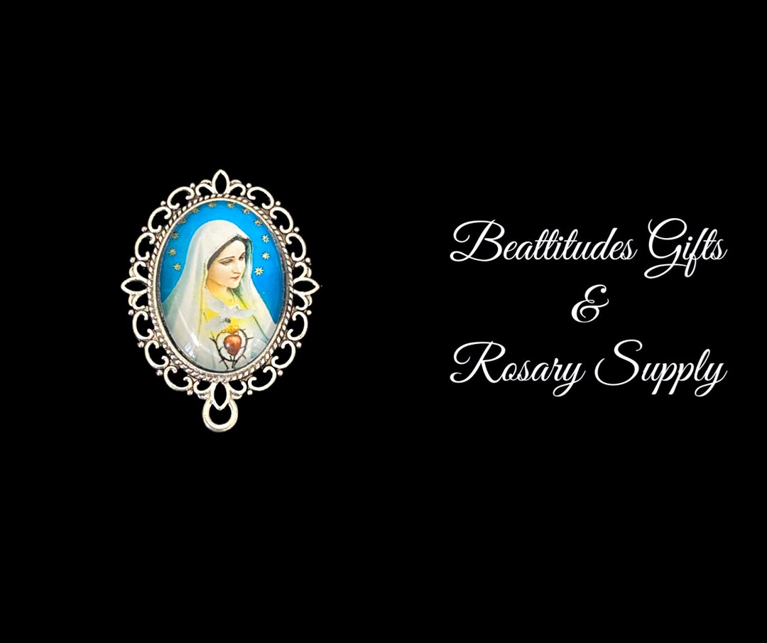 Immaculate Heart of Mary Madonna Bright Ornate Rosary Centerpiece ...