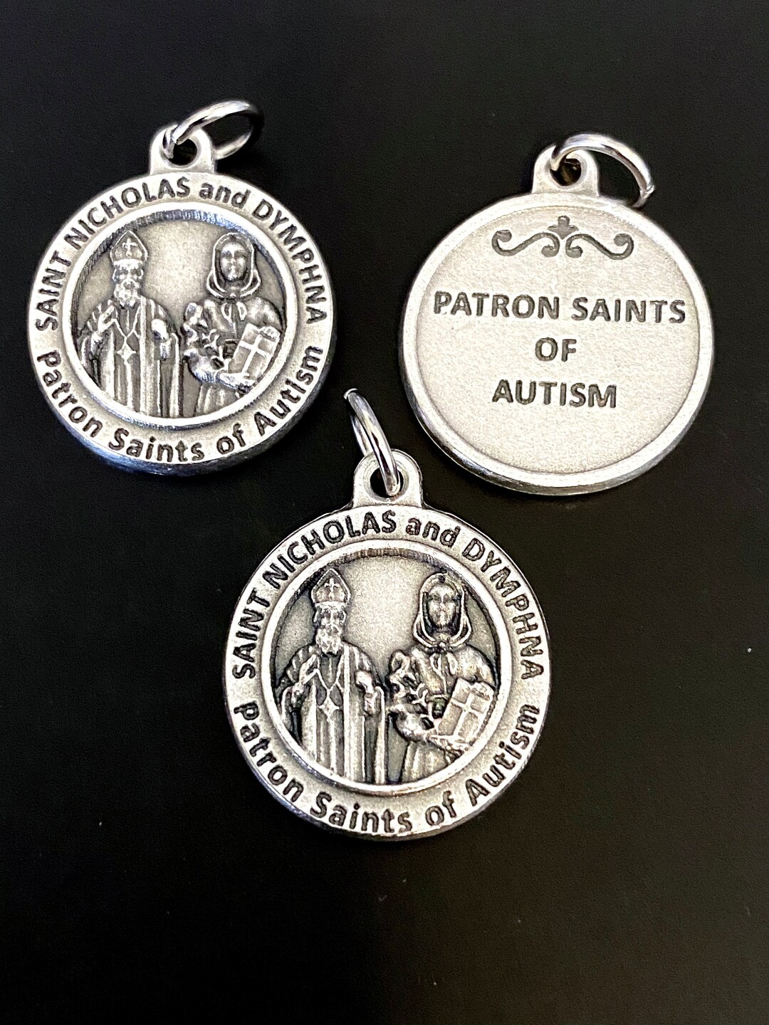 AUTISM Medals Set of 3 Saint Dymphna and St Nicholas Catholic Healing ...