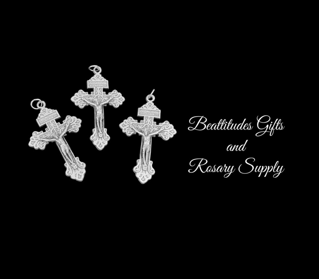 Jesus Cross Lot of 3 Rosary Pardon Crucifix Double Sided Cross Vintage ...