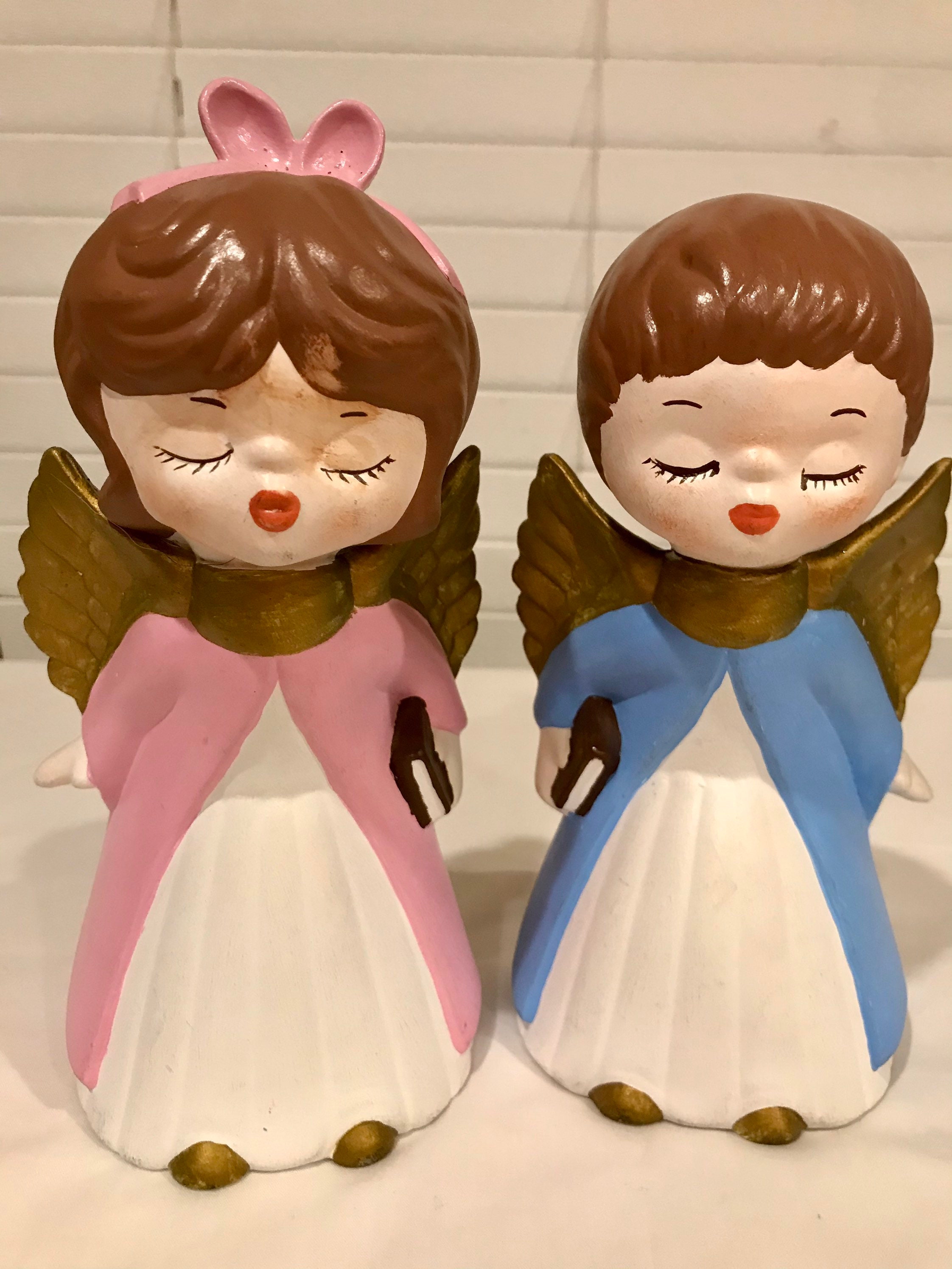 Vintage Kissing Angels Large Ceramic Painted Adorable Retro Gift Retro ...
