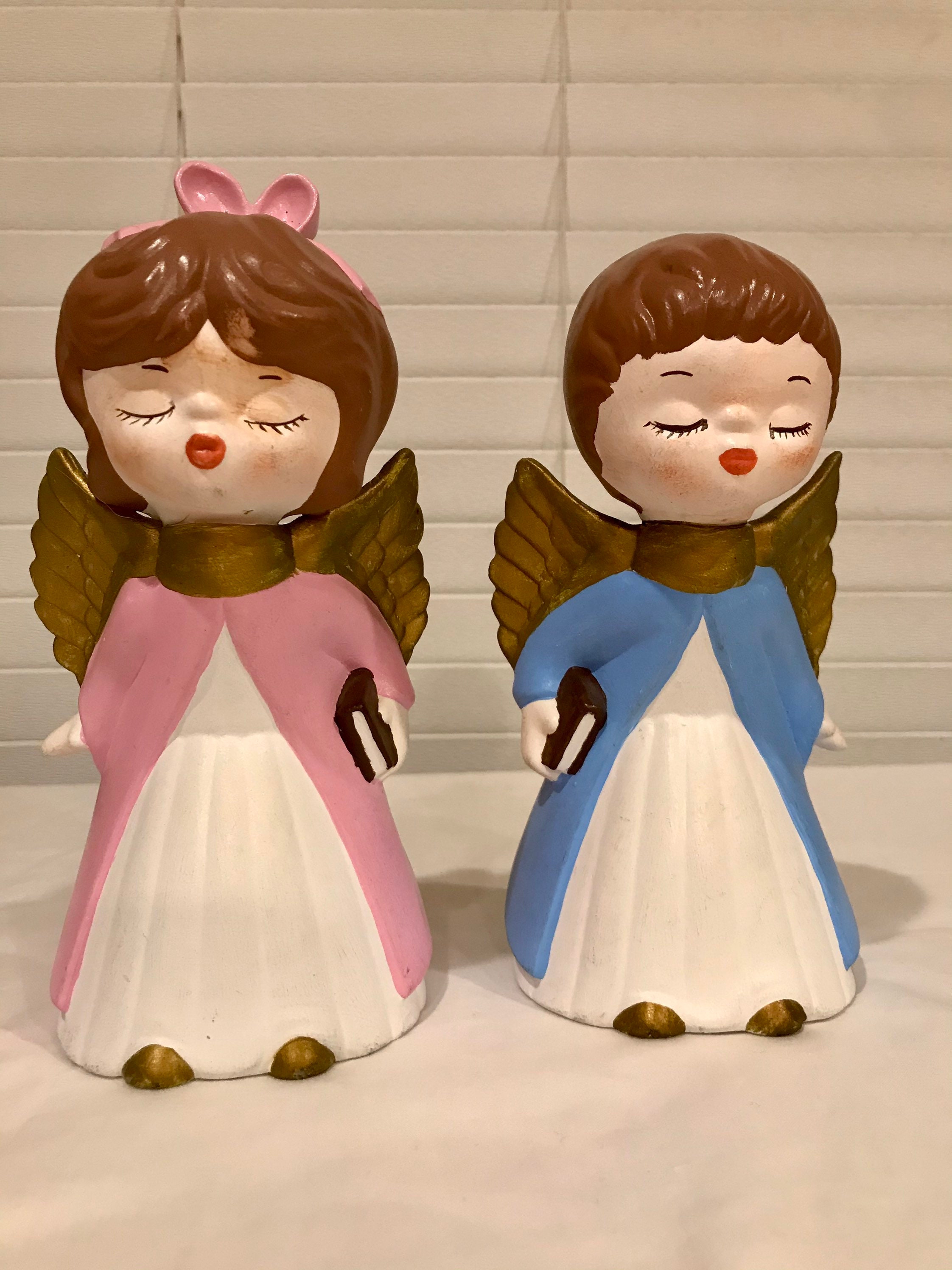 Vintage Kissing Angels Large Ceramic Painted Adorable Retro Gift Retro ...