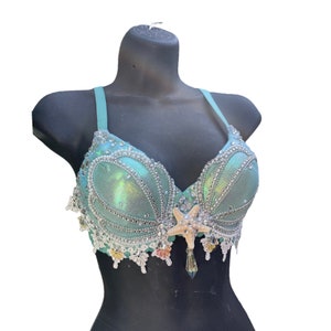 Iridescent Seashell Mermaid Bra Top (made to Order Item): Starfish | Seashell Bra | Siren ...