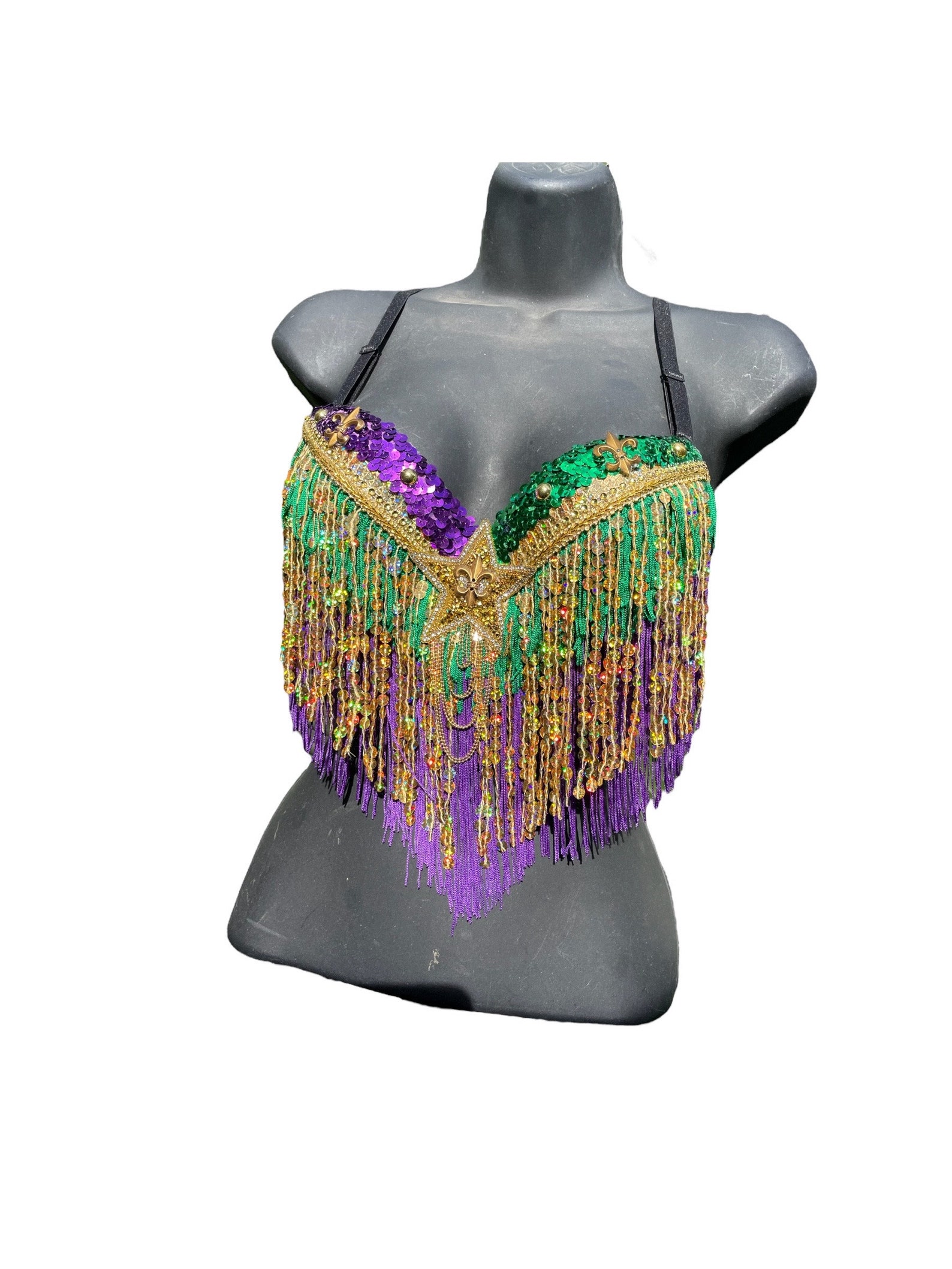 Mardi Gras NOLA Celebration Fringe Bra Top (made to Order Item): Fat ...