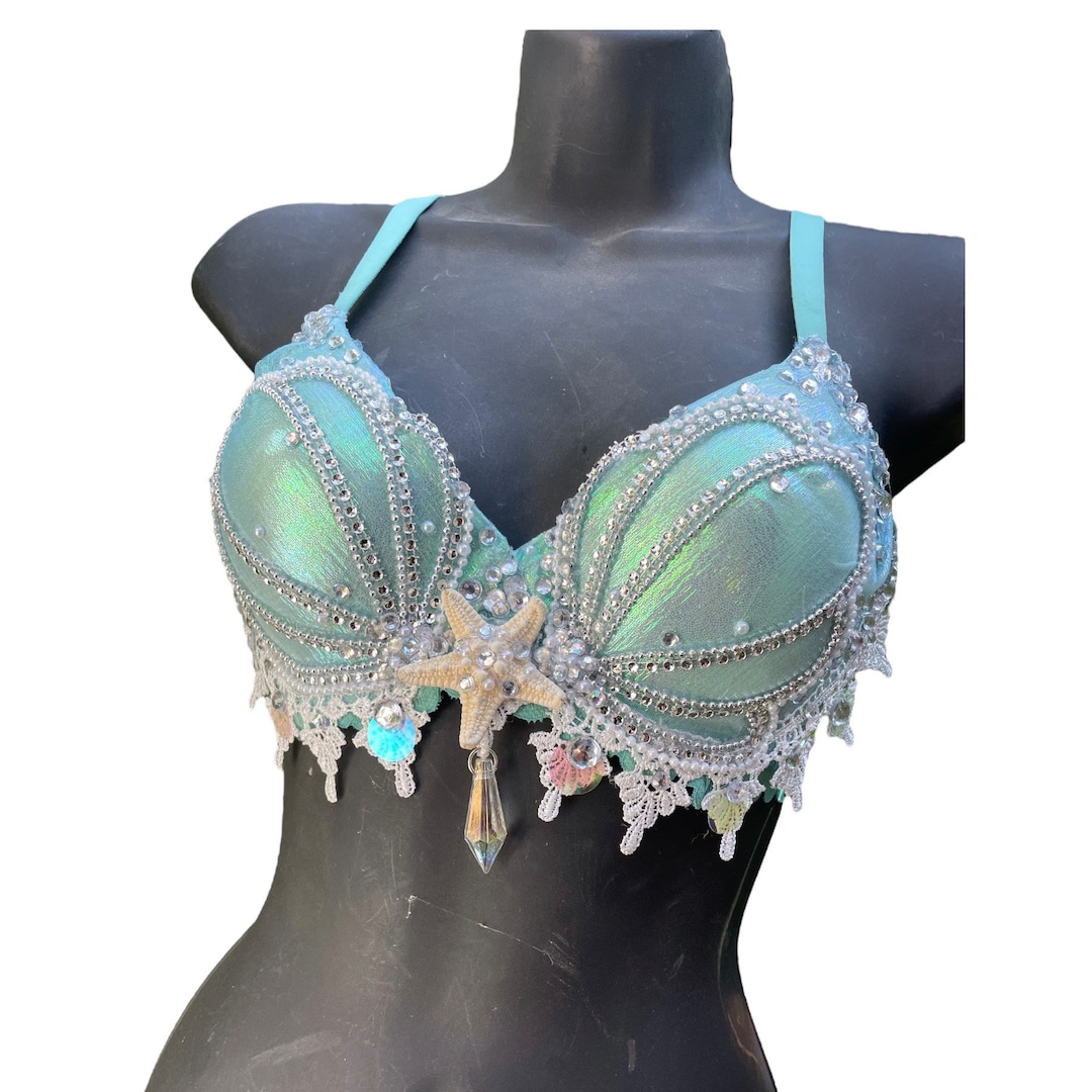 Iridescent Seashell Mermaid Bra Top (made to Order Item): Starfish | Seashell Bra | Siren ...