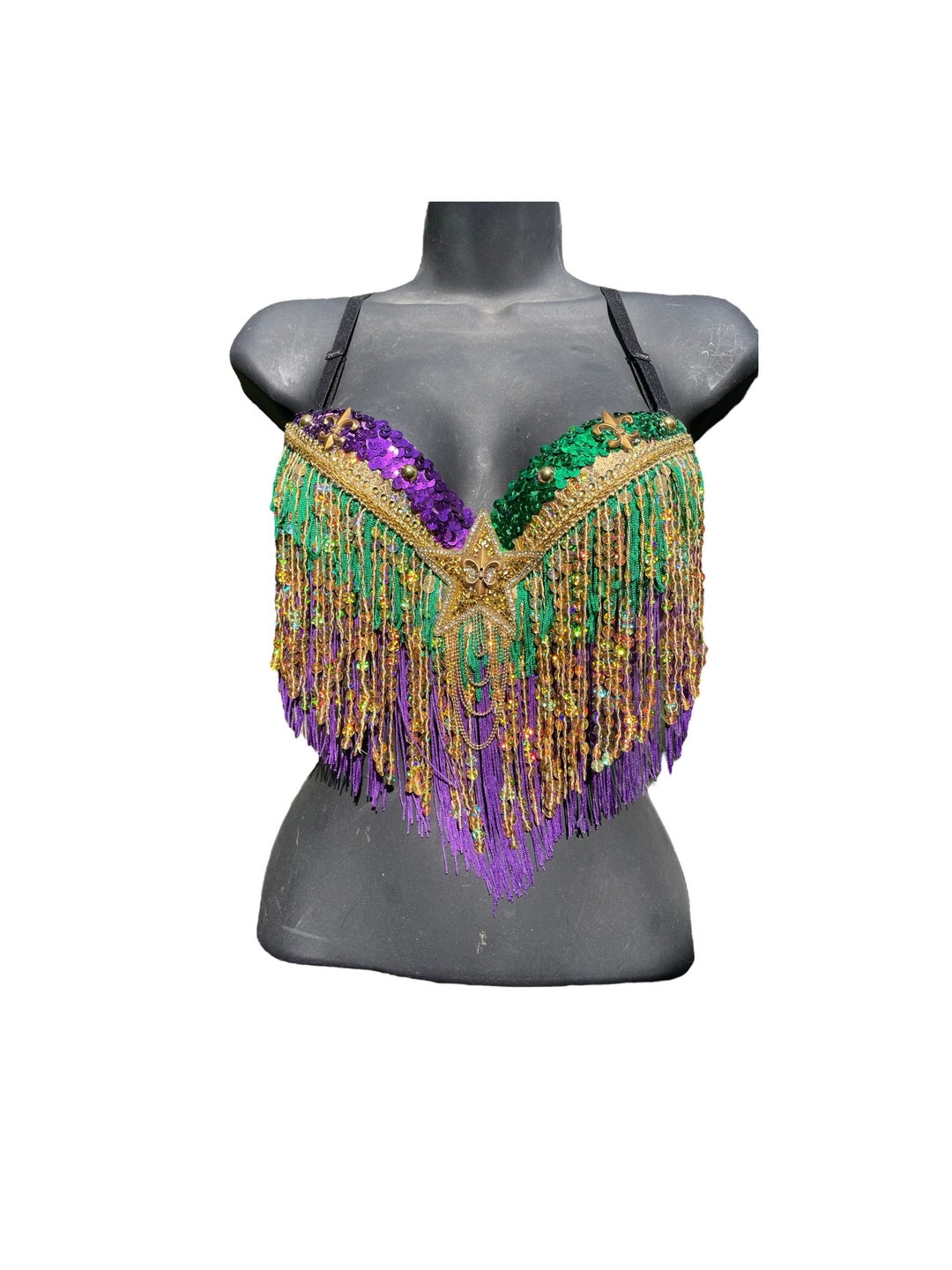 Mardi Gras NOLA Celebration Fringe Bra Top made to Order Item: Fat ...