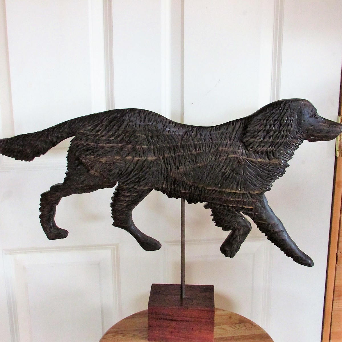Folk Art Weather Vane Carved Wood Dog Retriever Signed Artist SR Tyler ...