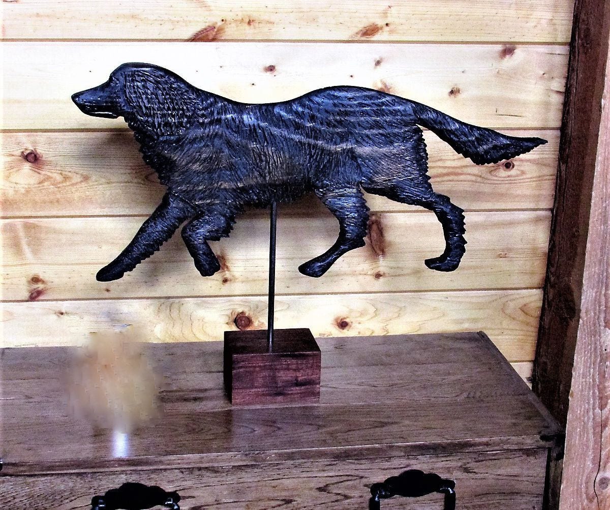Folk Art Weather Vane Carved Wood Dog Retriever Signed Artist SR Tyler ...