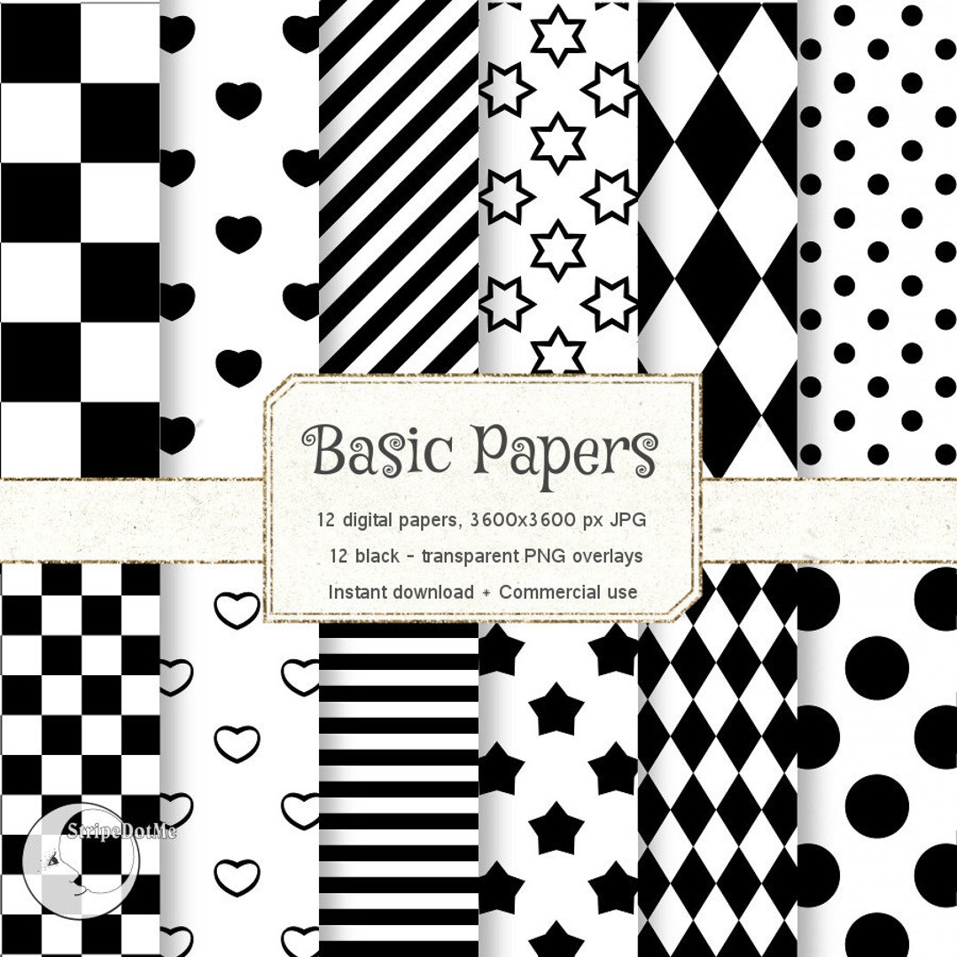 Digital Papers and Transparent Overlays Stars Stripes Dots Hearts ...