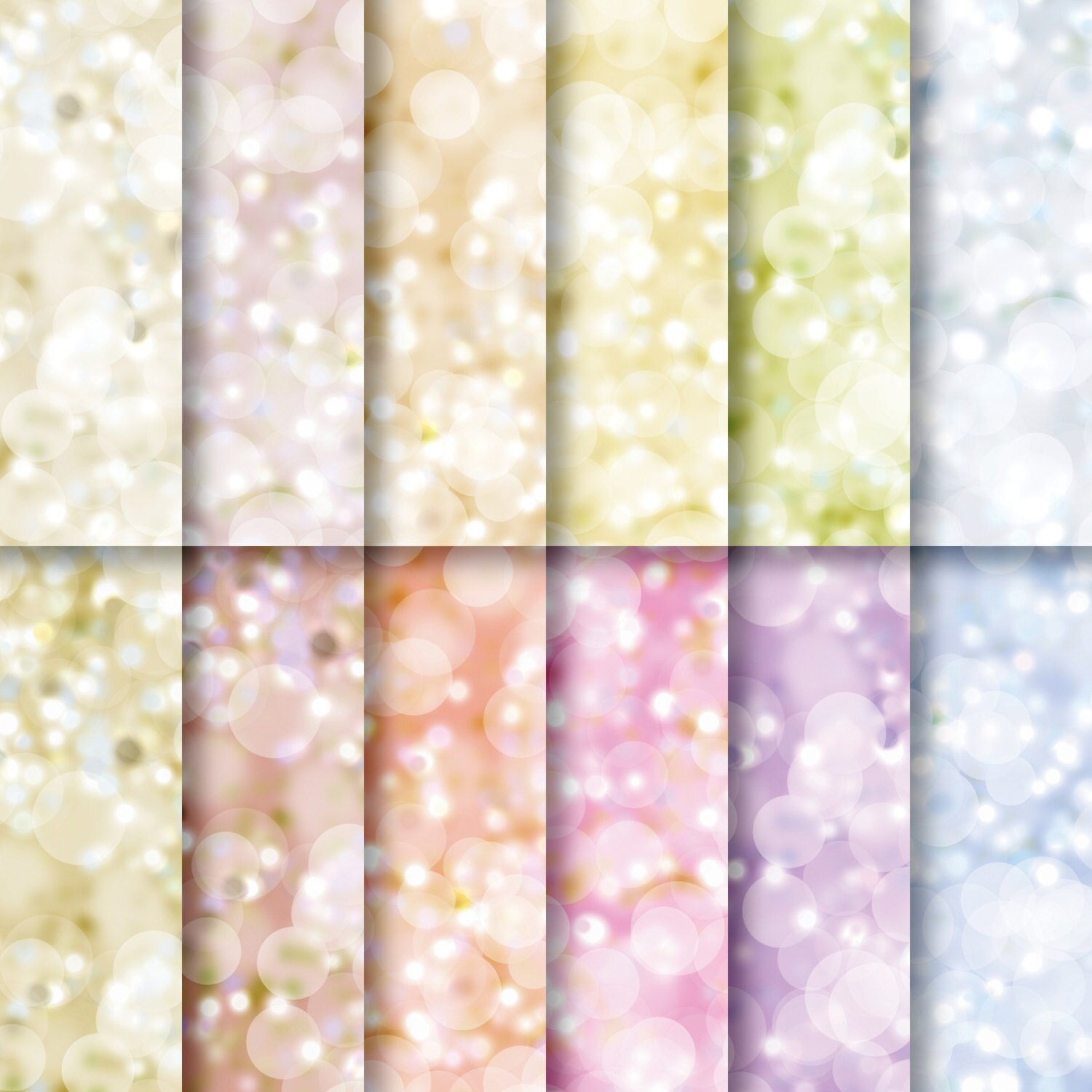 Bokeh Digital Paper Christmas Pastel Pink Blue White Green Gold Yellow ...