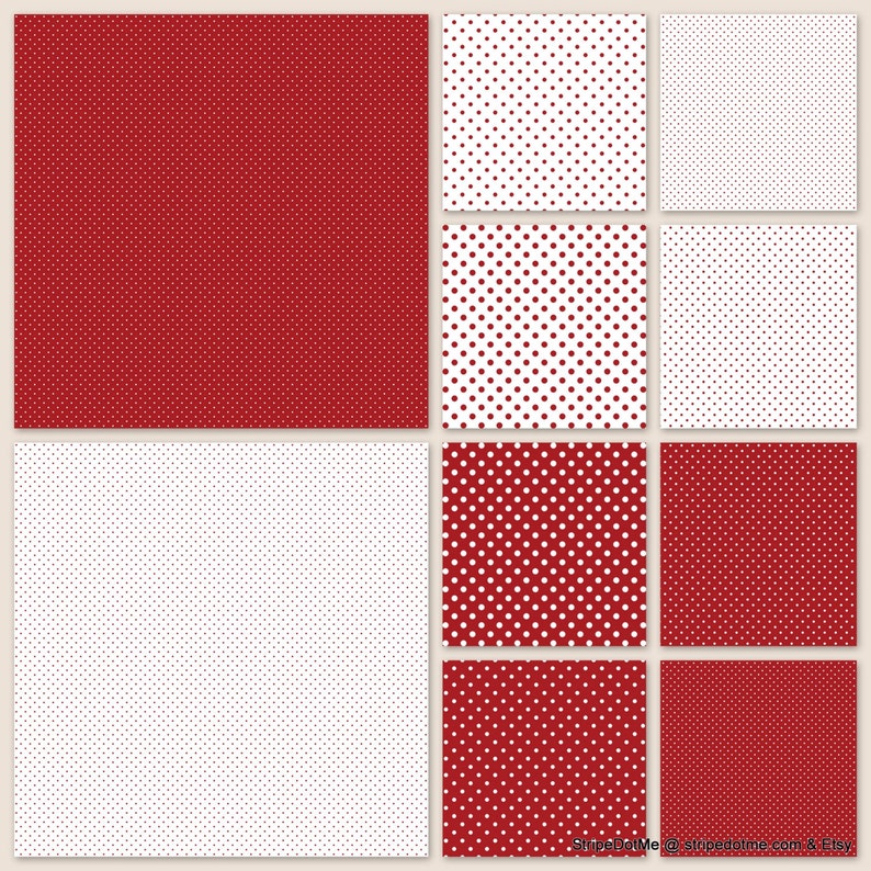 Polka Dot Digital Paper Christmas Red Commercial Use 00064 - Etsy