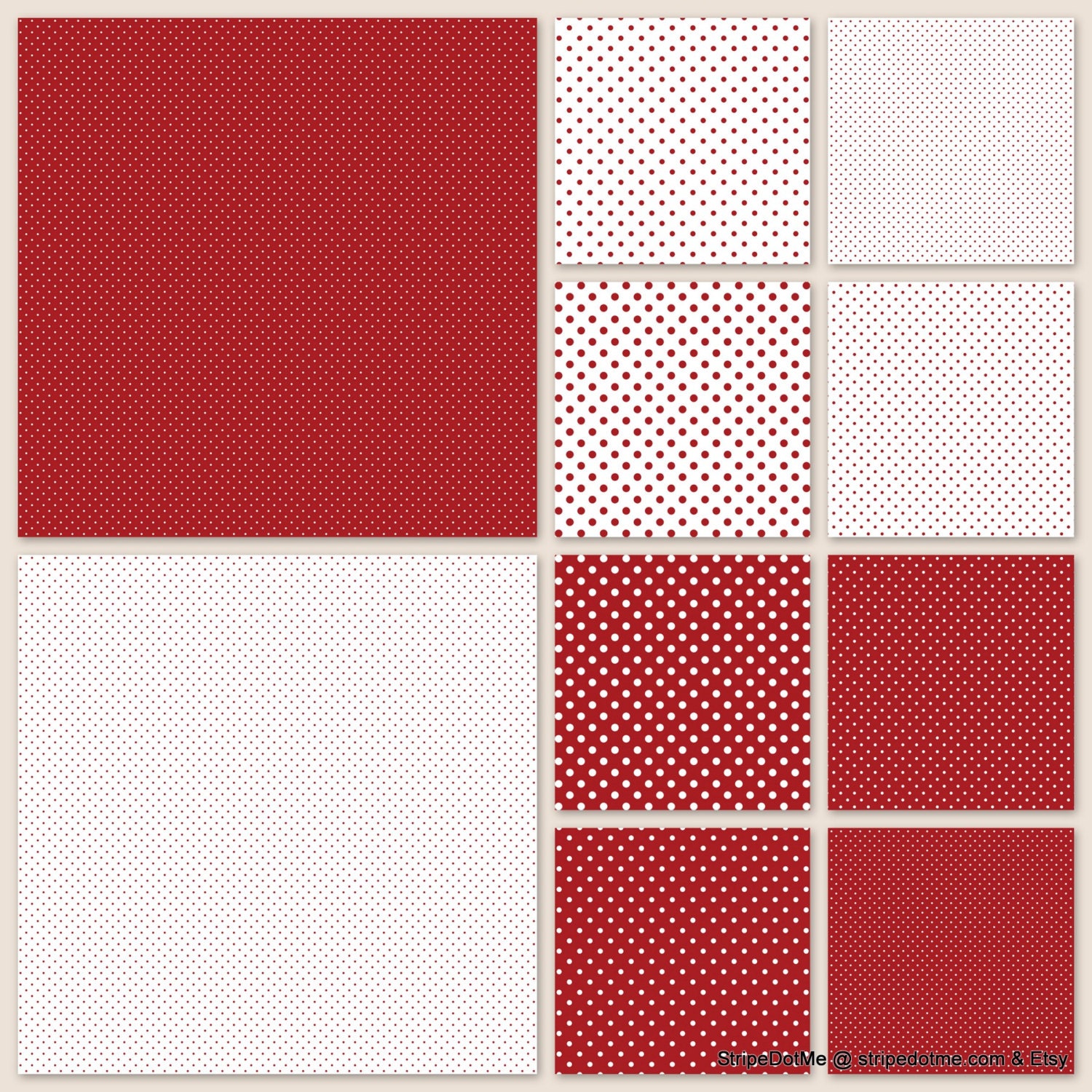 Polka Dot Digital Paper Christmas Red Commercial Use 00064 - Etsy
