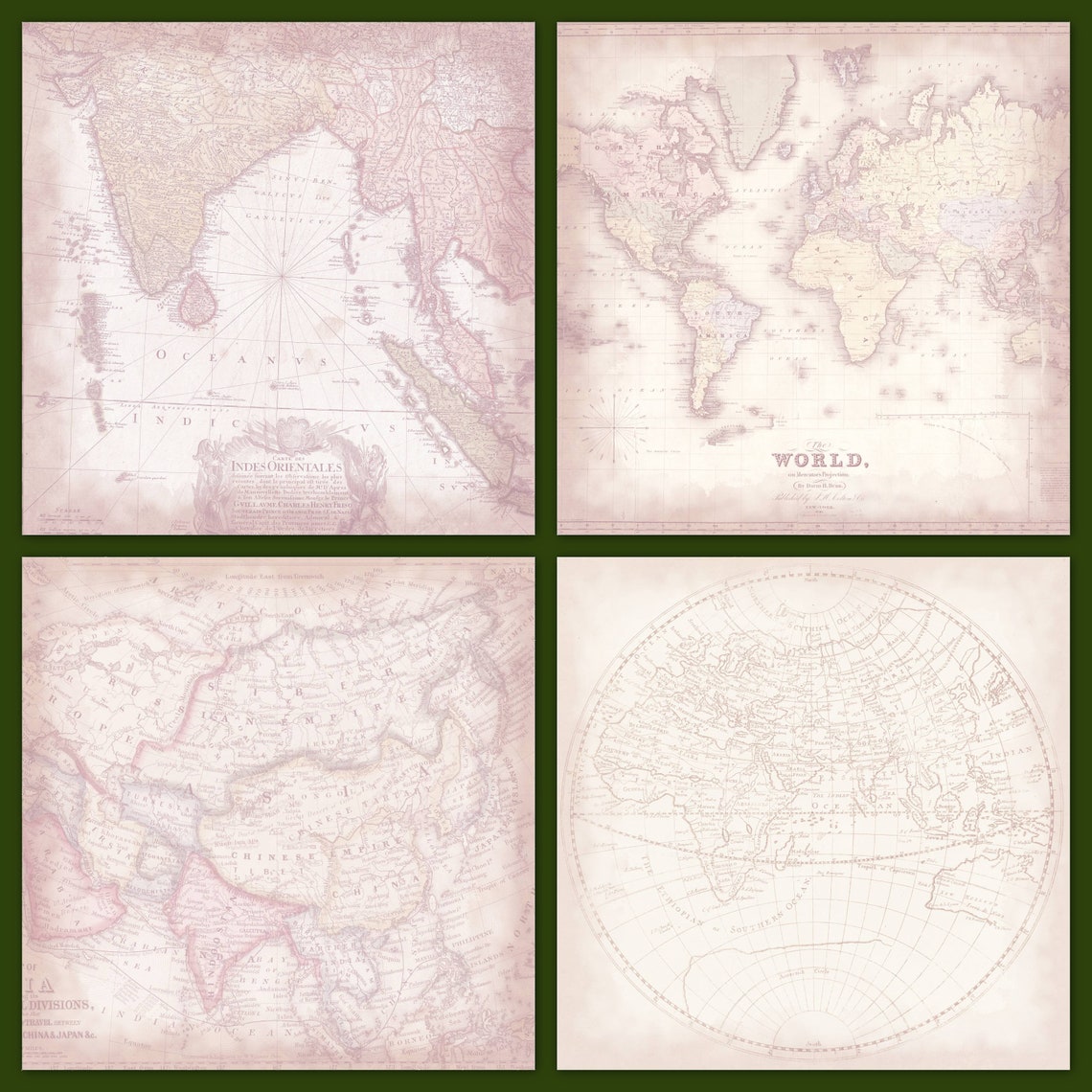 Antique Maps, Vintage Maps Digital, Digital Paper, Scrapbook Paper ...