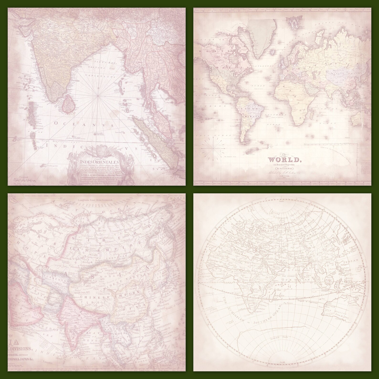 Antique Maps, Vintage Maps Digital, Digital Paper, Scrapbook Paper ...