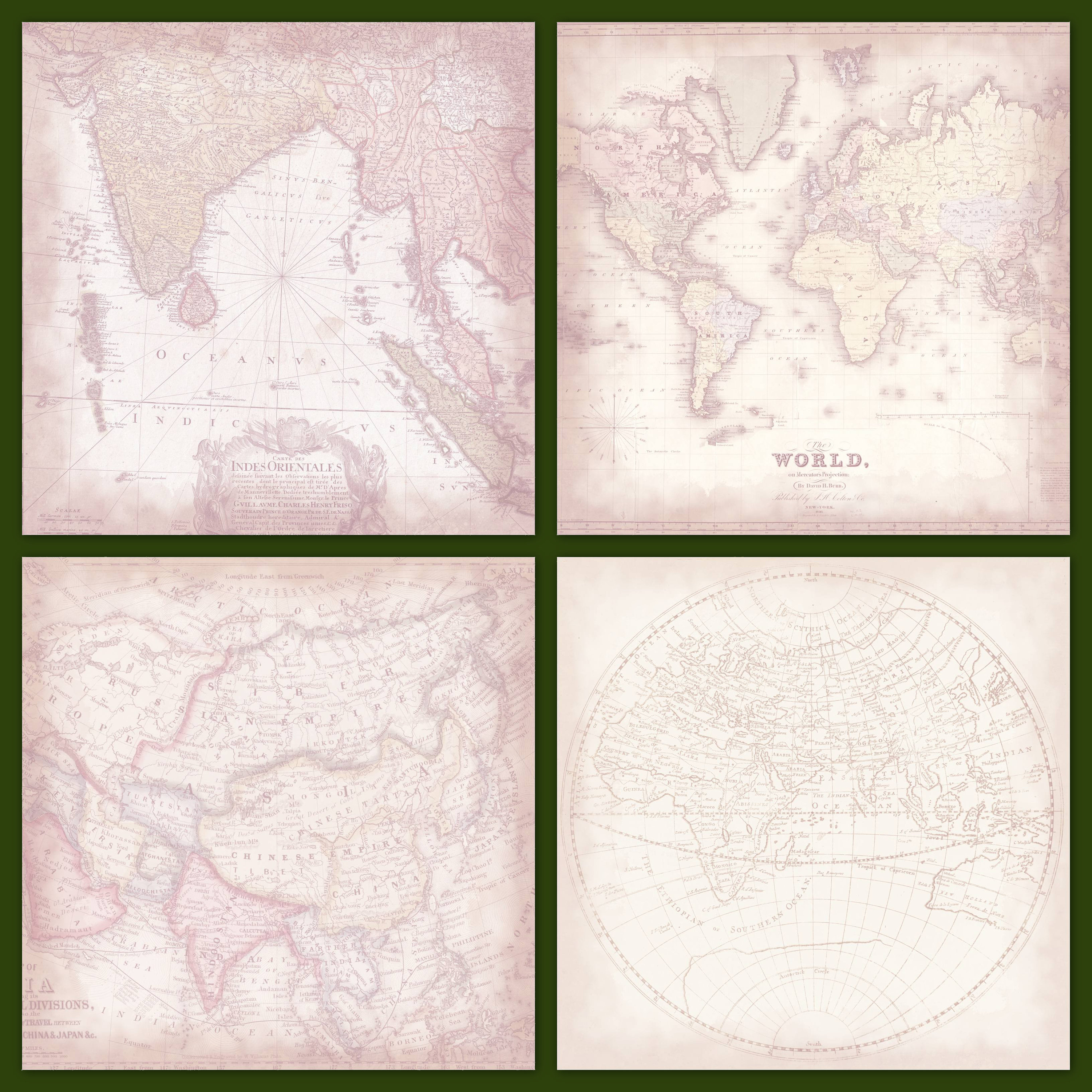 Antique Maps, Vintage Maps Digital, Digital Paper, Scrapbook Paper ...