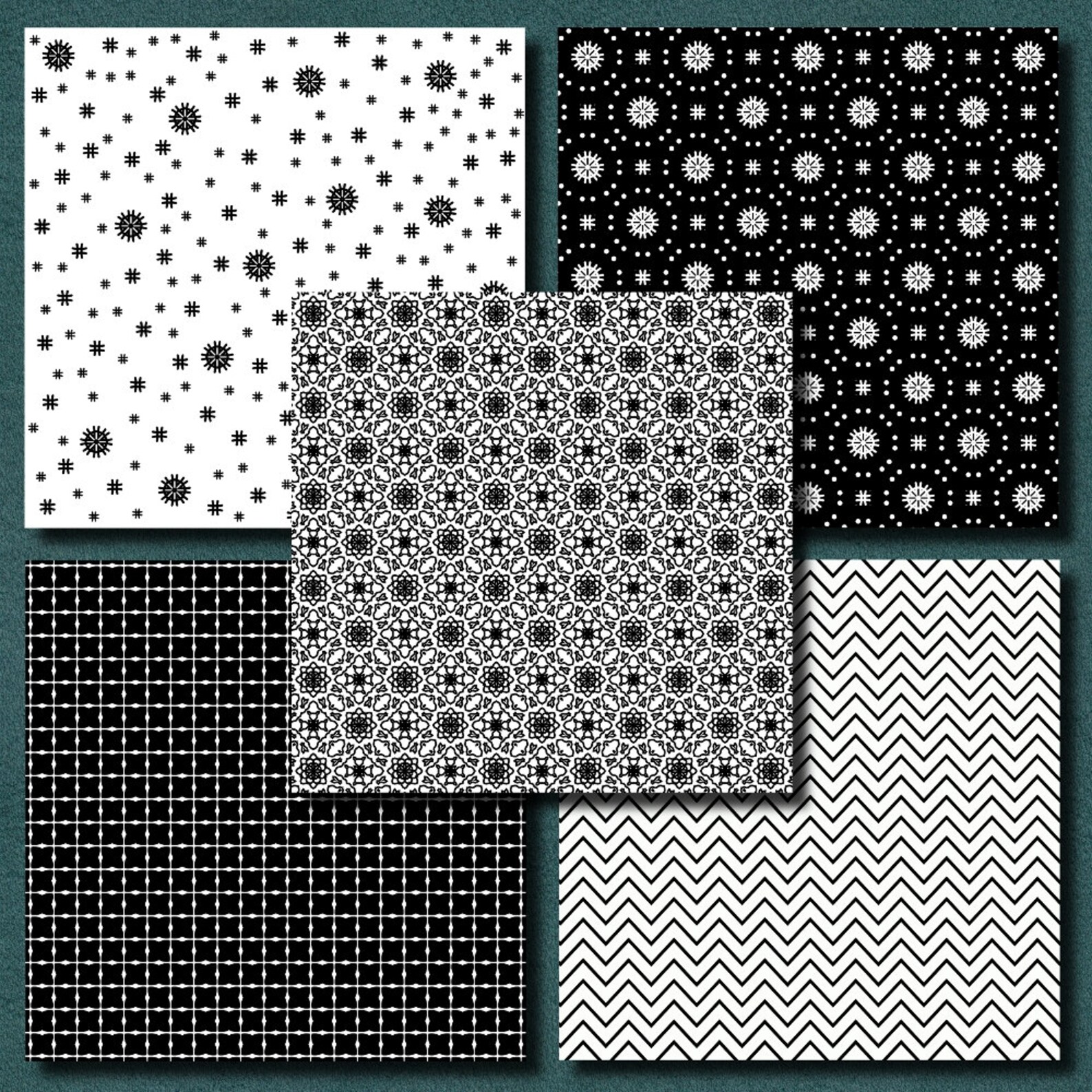 Digital Paper Black and White Polka Dots Stripes Chevron Check Lace ...