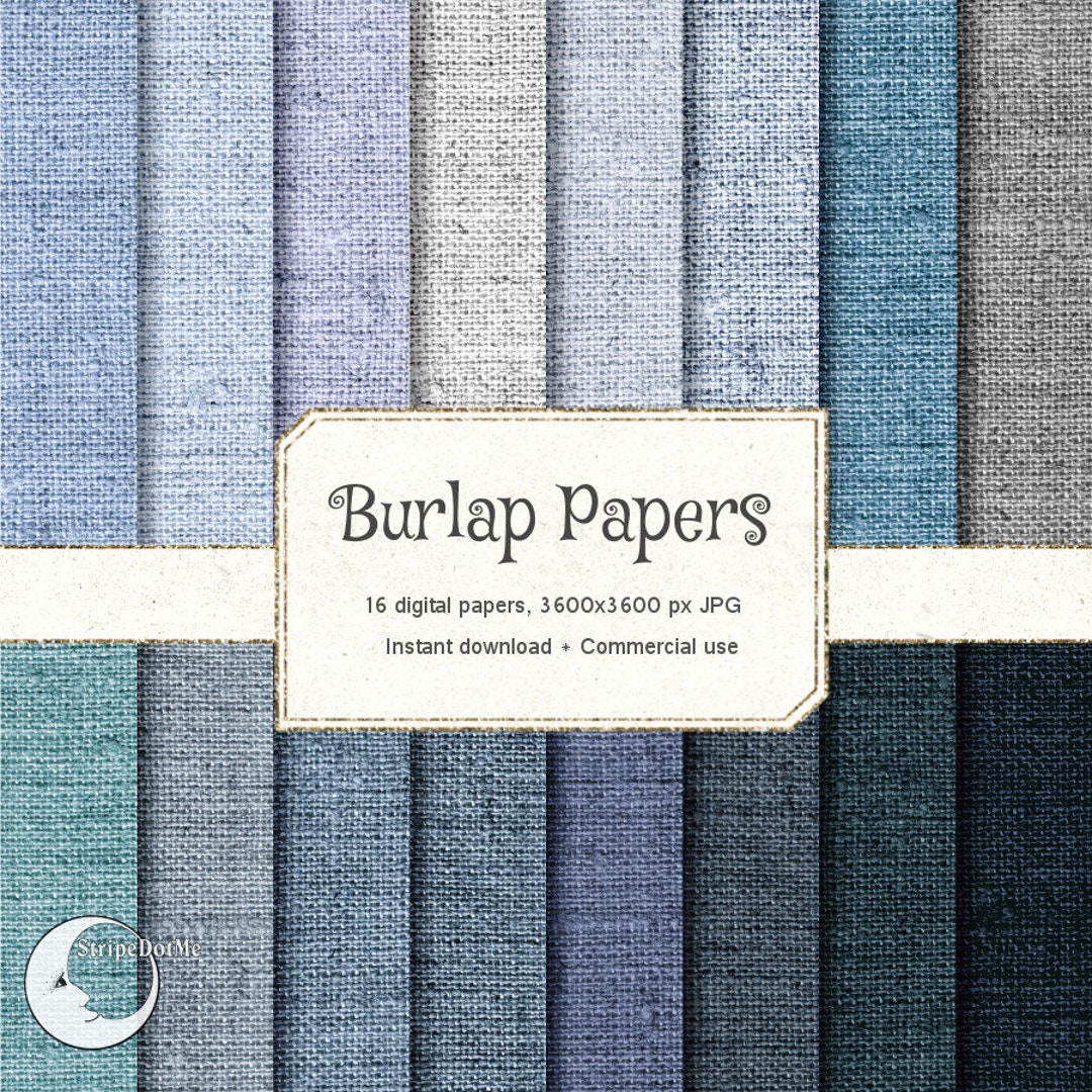 Blue Linen Digital Paper Pack Blue Gray Blue Burlap Blue Linen ...