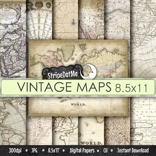 Vintage Maps Digital Paper 12 Designs Europe Asia Africa - Etsy