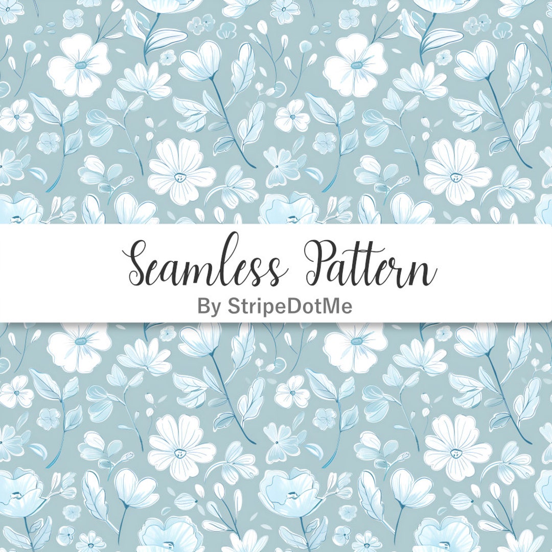 Pastel Blue Flower Digital Paper, Blue Paper, Blue Scrapbook Paper ...