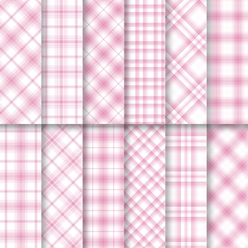 Plaid Digital Paper, Scrapbook Paper, Pink Paper, Tartan Digital Paper ...