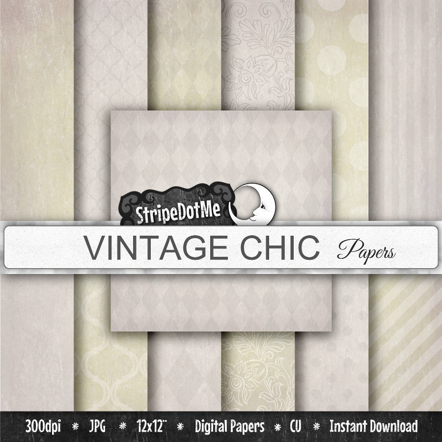 Vintage Grunge Digital Papers Pale Brown Green Vintage Stripes Dots ...