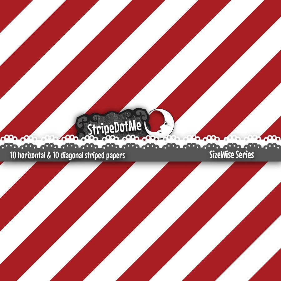 Digital Paper Stripes, Striped Digital Paper, Red Stripes, Red ...