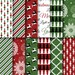 Christmas Digital Paper Pack Red Green Deer Stripes Quatrefoil Dots ...