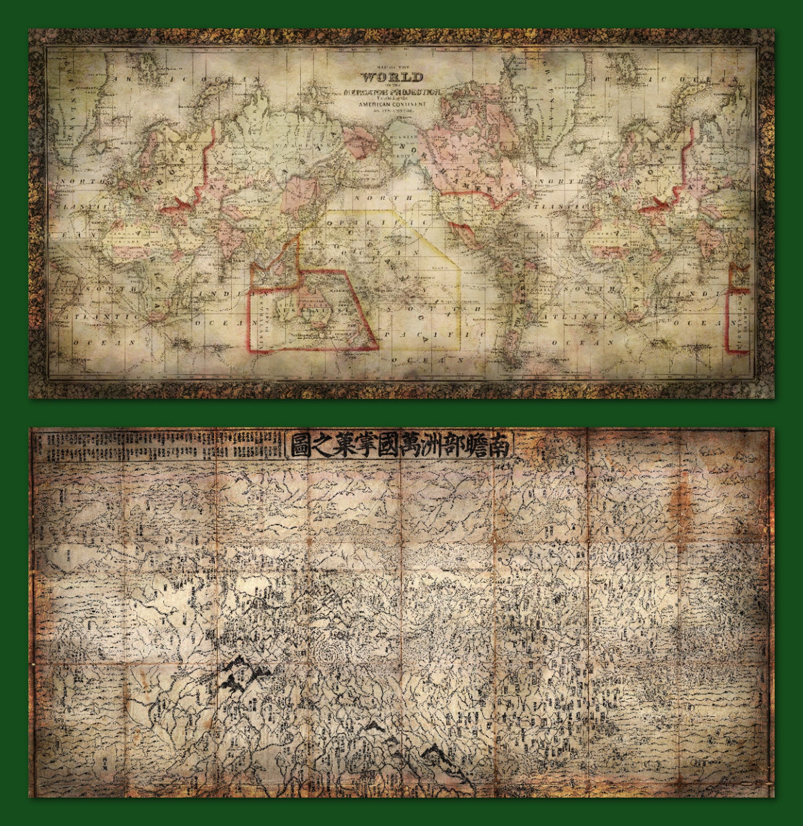 Old Maps Digital Paper, 10x20, Vintage Maps, Map Wrapping Paper, Asia ...