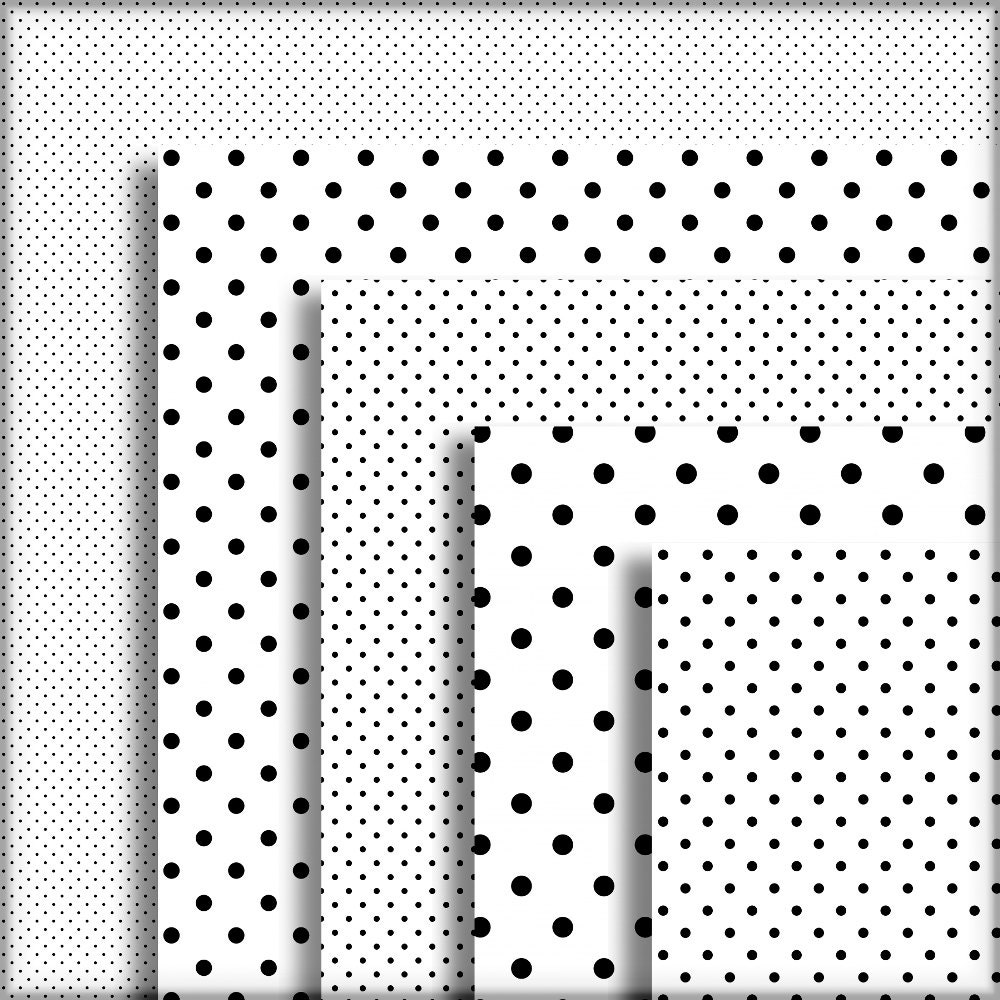Polka Dot Digital Papers, Black and White, Polka Dot Papers - Instant ...