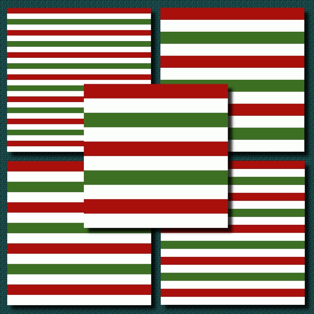 20 Digital Papers Christmas Red Green and White Stripes Horizontal ...