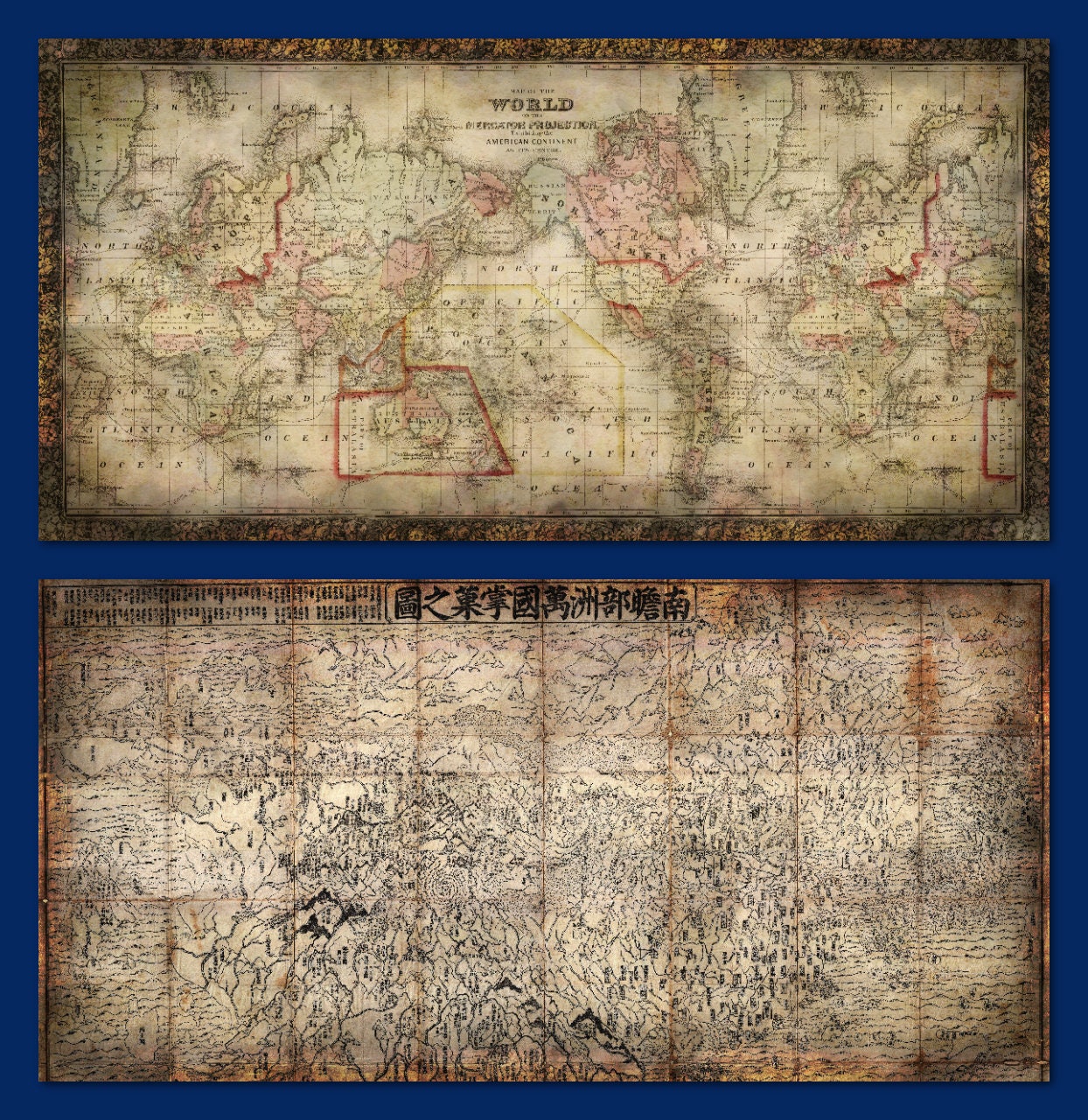 Old Maps Digital Paper, 10x20, Vintage Maps, Map Wrapping Paper, Asia ...