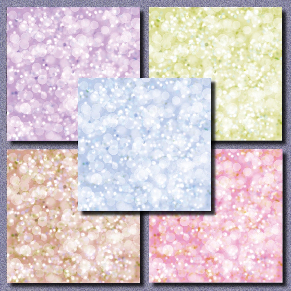 Bokeh Digital Paper Christmas Pastel Pink Blue White Green Gold Yellow ...