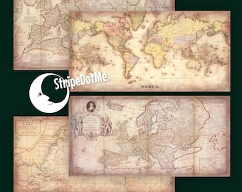 Old Maps Digital Paper, 10x20, Vintage Maps, Map Wrapping Paper, Asia ...