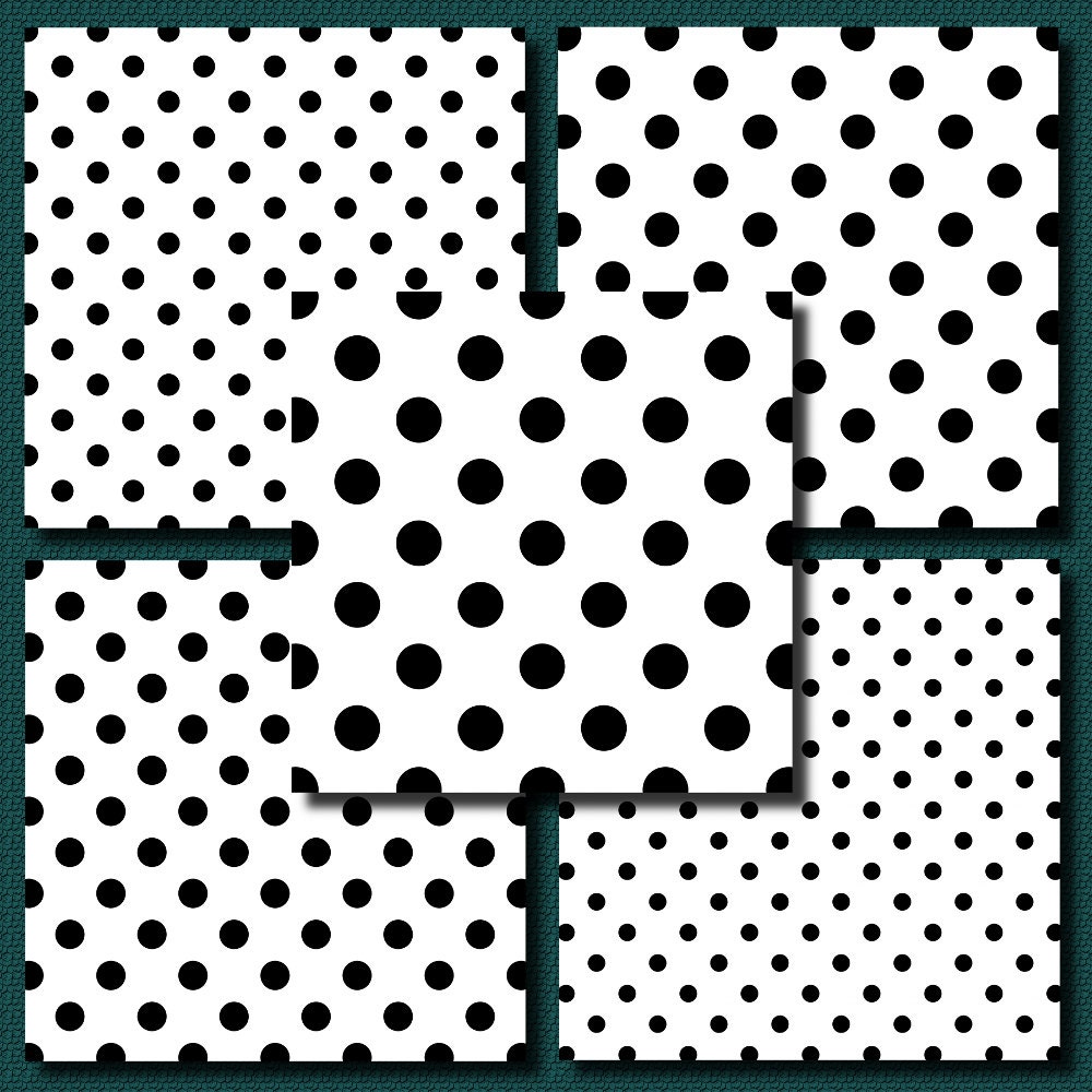 Polka Dot Digital Papers, Black and White, Polka Dot Papers - Instant ...