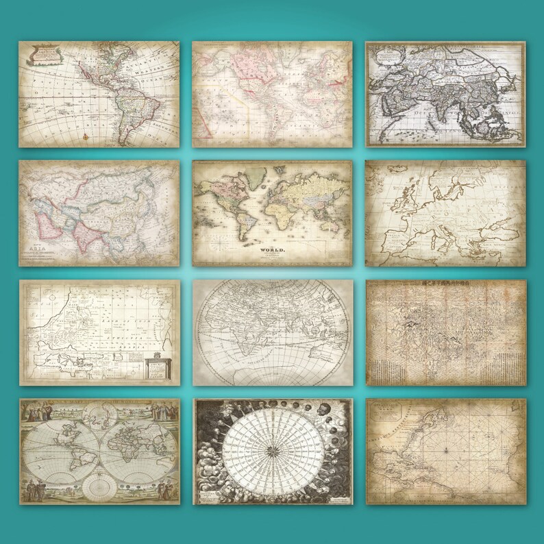 Maps Printables 3.8 X 2.5 Digital Paper, Place Cards, Small Maps ...