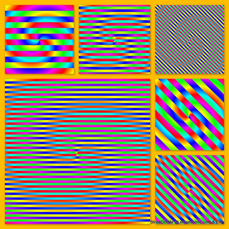 Rainbow Stripe Digital Papers Pack Horizontal Diagonal Bright ...