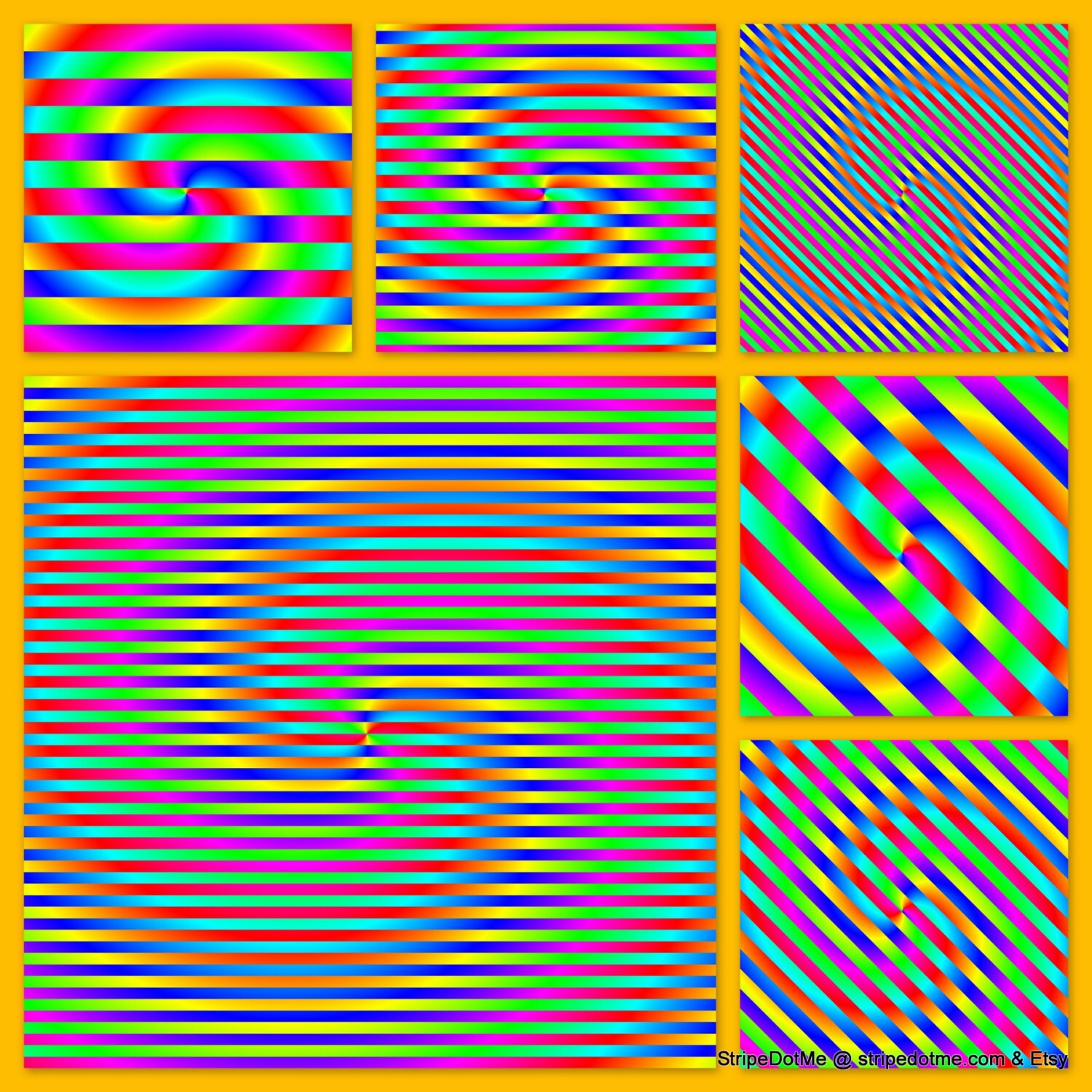 Rainbow Stripe Digital Papers Pack Horizontal Diagonal Bright ...