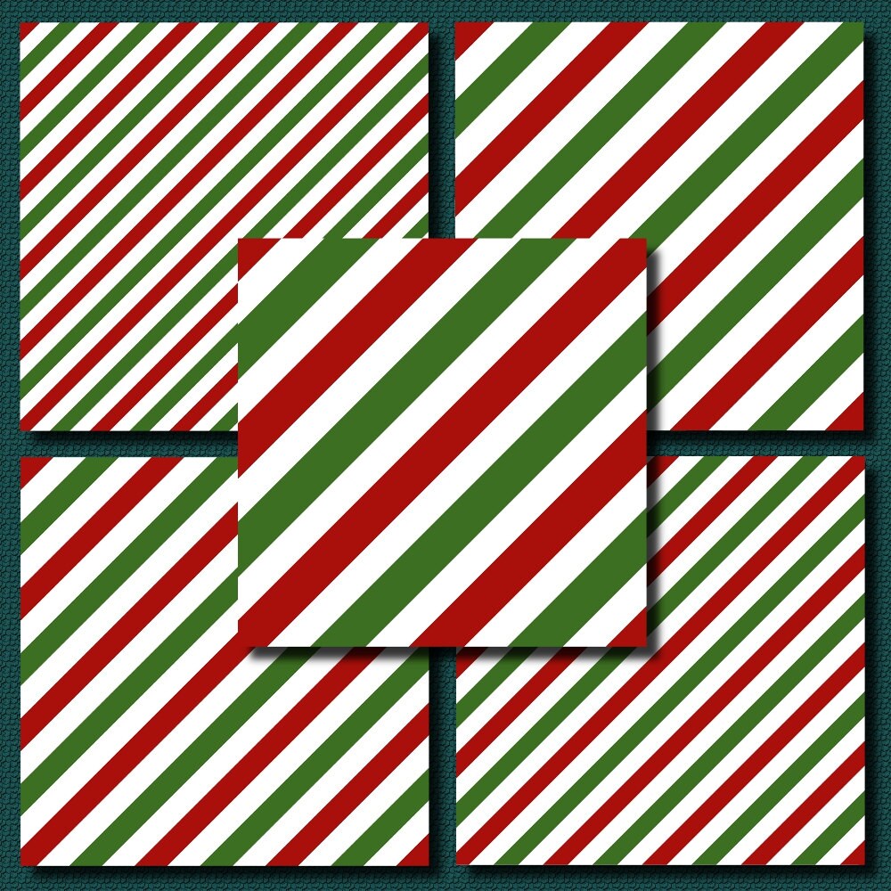 20 Digital Papers Christmas Red Green and White Stripes Horizontal ...