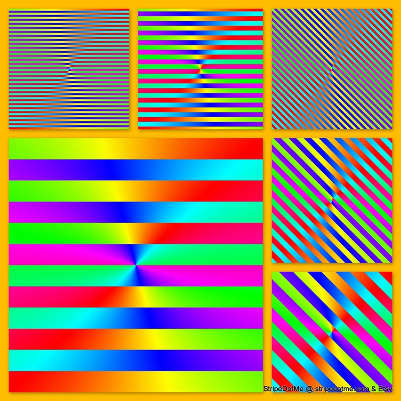 Rainbow Stripe Digital Papers Pack Horizontal Diagonal Bright ...