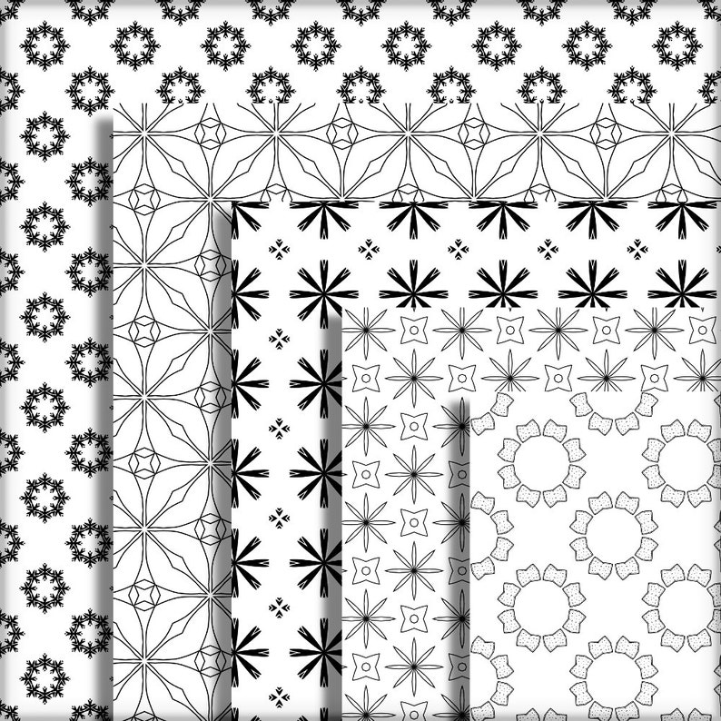 12 Digital Doodle Patterns Transparent Overlays 12" Papers - Instant ...